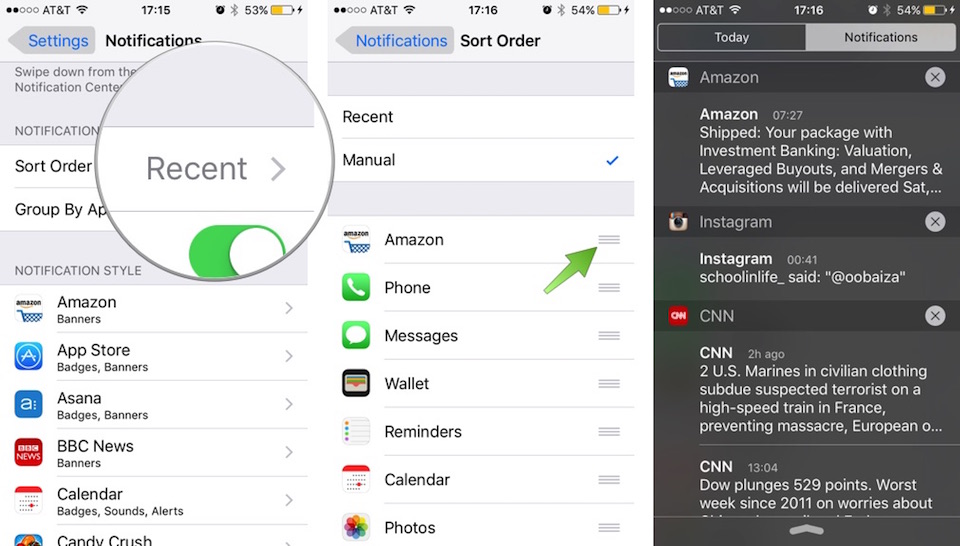 How to group Notifications by app in iOS 9 Notification Center - iPhone ...